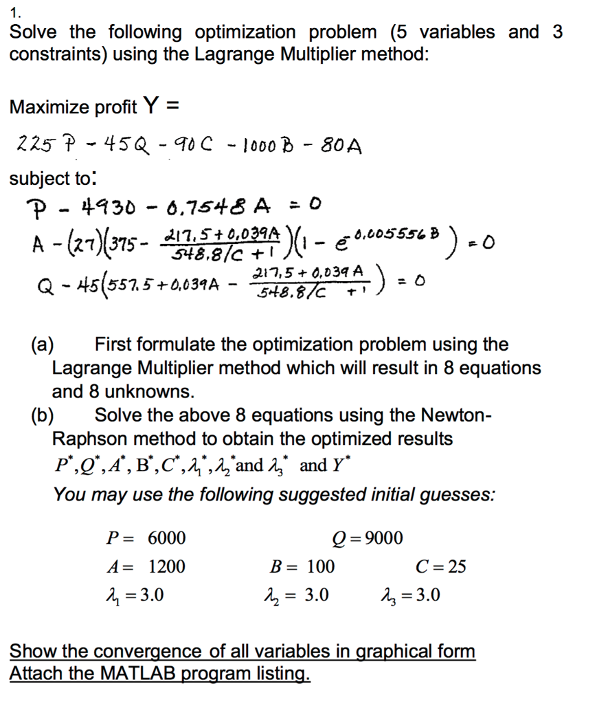 Solve The Following Optimization Problem 5 Variables Chegg Solve The Following Optimization Problem 5 Variables Chegg