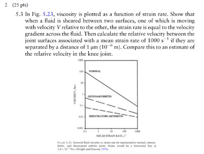 Solved 2. (25 pts) 5.3 In Fig. 5.23, viscosity is plotted as | Chegg.com