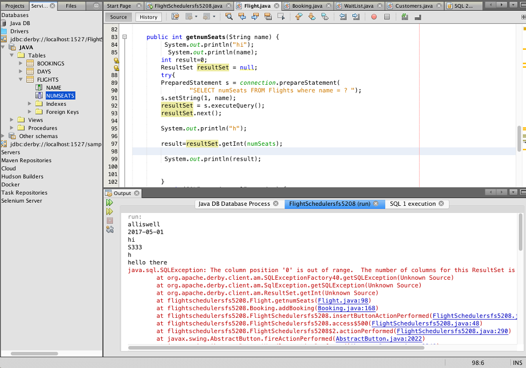 Solved java.sql.SQLException: The column position '0' is out | Chegg.com Solved java.sql.SQLException: The column position '0' is out | Chegg.com