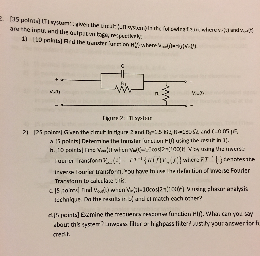 Solved Loti system:: given the circuit (LIT system) in the | Chegg.com