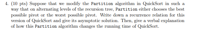 Solved 4 10 Pts Suppose That We Modify The Partition