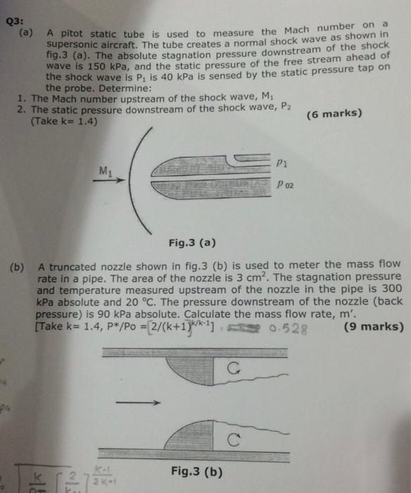 Solved (a) A measure Mach number on a pitot static tube is | Chegg.com