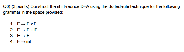 Solved Construct the shift-reduce DFA using the dotted-rule | Chegg.com
