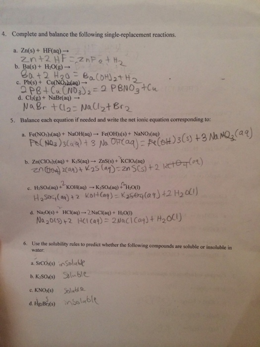 Solved Use the solubility rules to predict the products of | Chegg.com