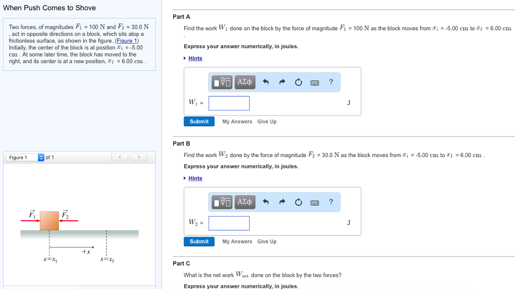 Solved When Push Comes to Shove Part A Two forces, of | Chegg.com
