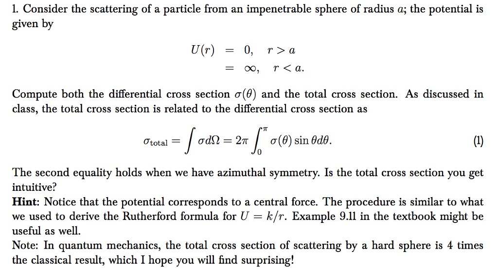 Solved Consider the scattering of a particle from an | Chegg.com