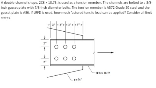 Solved A double-channel shape, 2C8 times 18.75, is used as a | Chegg.com