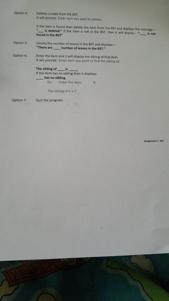 Solved ASSIGNMENT:BST earch tree (BST) of characters. The | Chegg.com