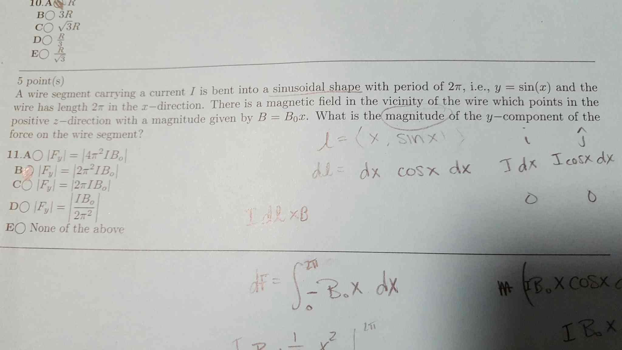 Solved A wire segment carrying a current I is bent into a | Chegg.com