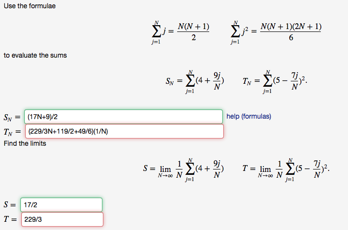 Solved Use the formulae sigma _j = 1^N j = N(N + 1)/2 | Chegg.com