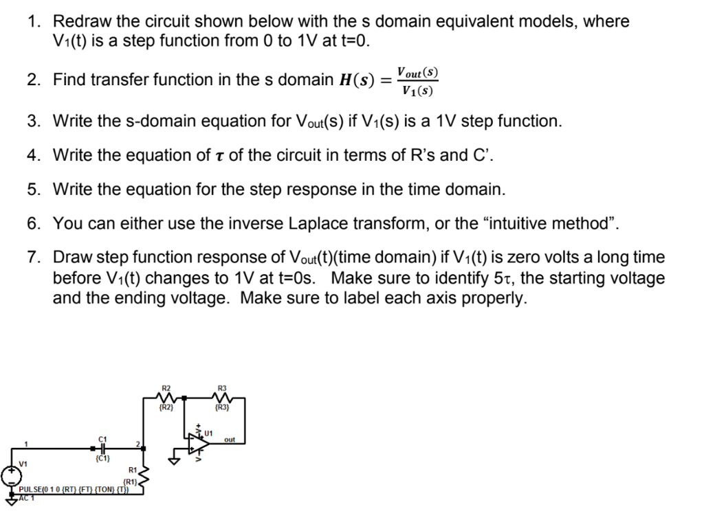 Solved 1. Redraw the circuit shown below with the s domain | Chegg.com