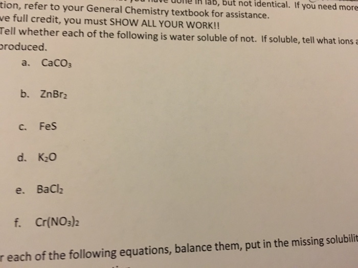 Solved Tell whether each of the following is water soluble | Chegg.com
