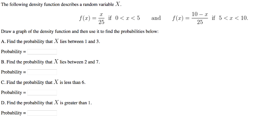Solved The following density function describes a random | Chegg.com