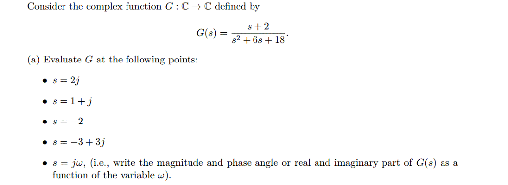 Solved Consider the complex function G: C rightarrow C | Chegg.com