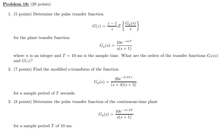 Solved Problem 18: (20 points) 1. (5 points) Determine the | Chegg.com