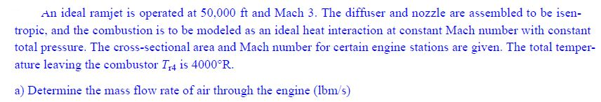 Solved An ideal ramjet is operated at 50, 000 ft and Mach 3. | Chegg.com