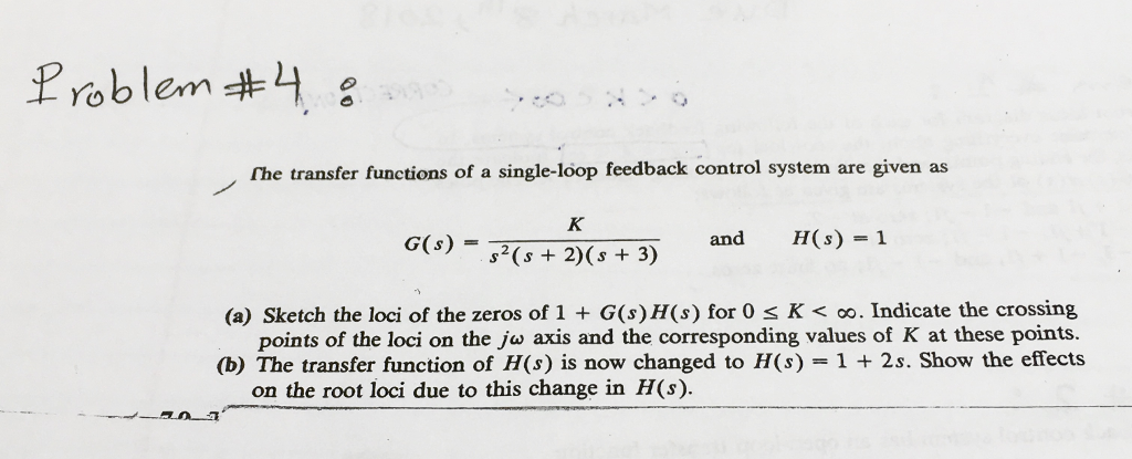 Solved Problem4 The transfer functions of a single-loop | Chegg.com