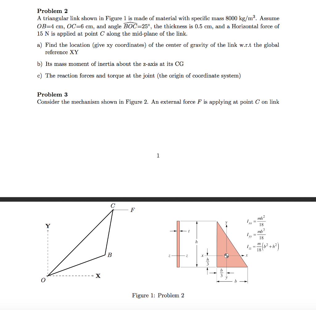 Solved Problem 2 A triangular link shown in Figure 1 is made | Chegg.com