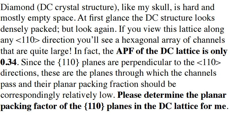 Solved Diamond (DC crystal structure), like my skull, is | Chegg.com