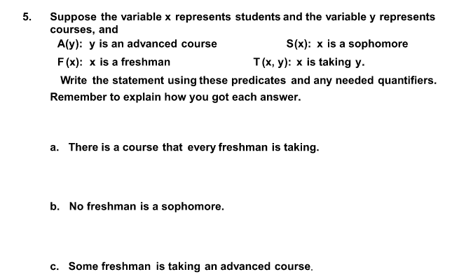 Solved Suppose the variable x represents students and the | Chegg.com
