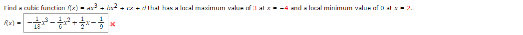 Solved Find a cubic function f(x) = ax^3 + bx^2 + cx + d | Chegg.com