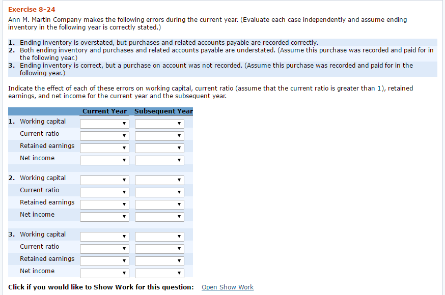 Solved Ann M. Martin Company makes the following errors | Chegg.com