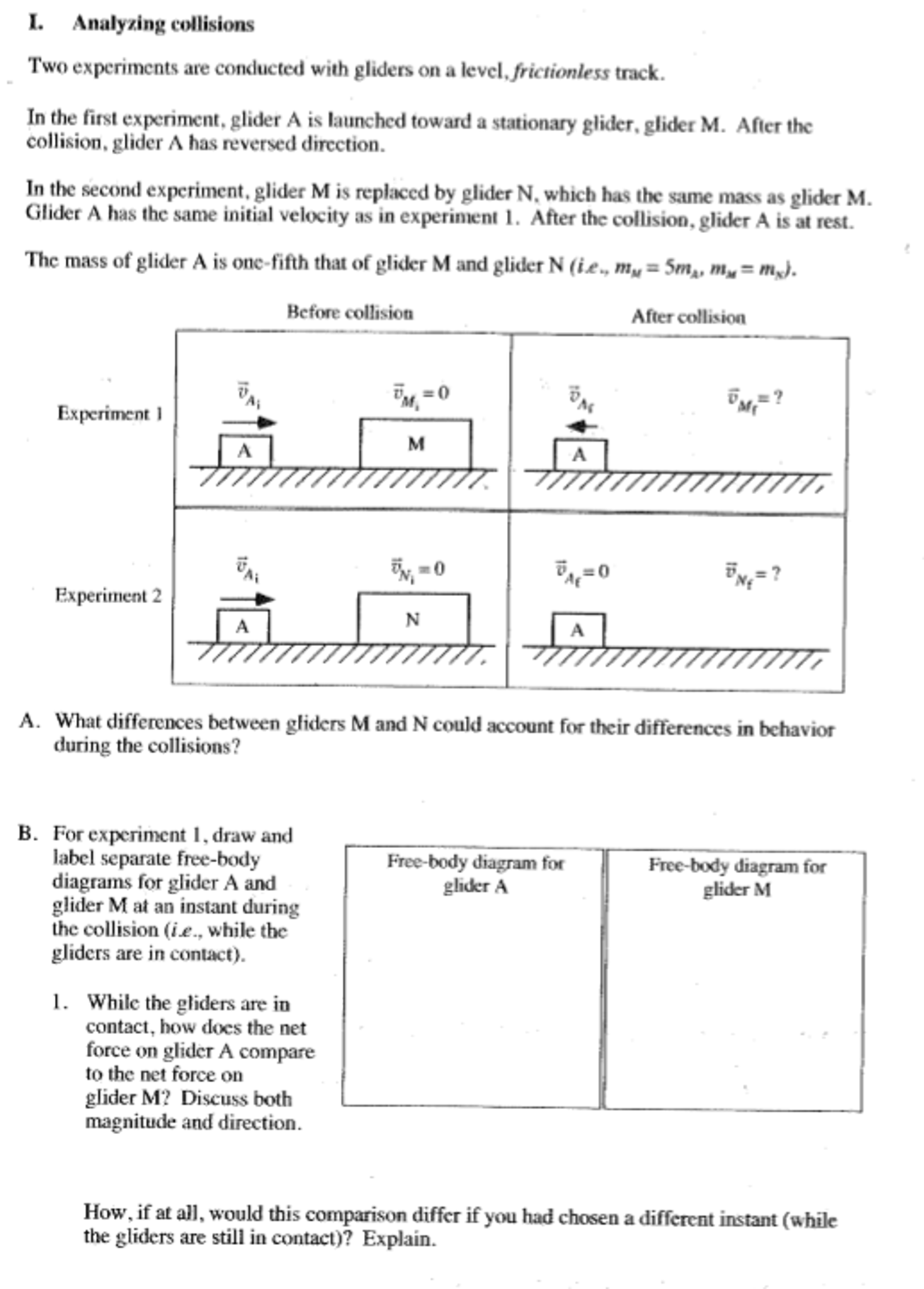 Solved Analyzing collisions Two experiments are conducted | Chegg.com