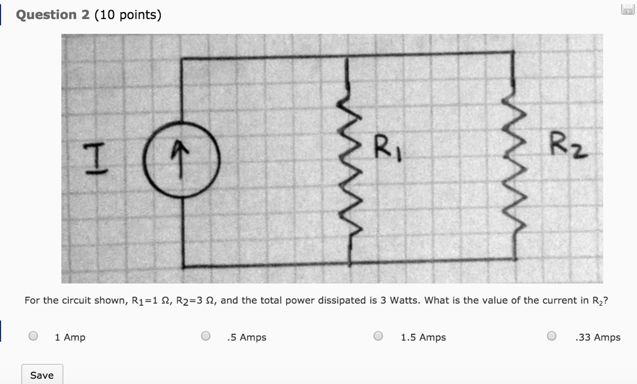 Solved For the circuit shown, R_1 = l Ohm, R_2 = 3 Ohm, and | Chegg.com