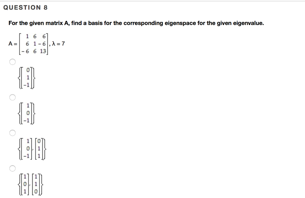 Solved For the given matrix A, find a basis for the | Chegg.com