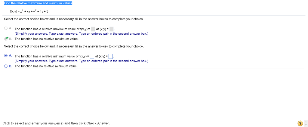 Solved Find the relative maximum and minimum value f(x,y) x2 | Chegg.com