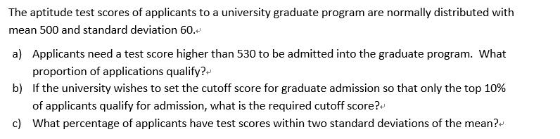 Solved The aptitude test scores of applicants to a | Chegg.com