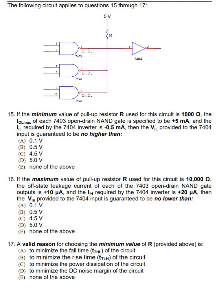 Solved The following circuit applies to questions 15 through | Chegg.com