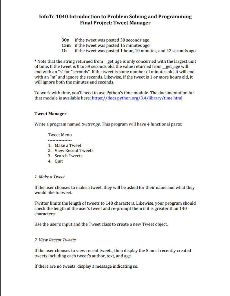 Solved InfoTc 1040 Introduction to Problem Solving and | Chegg.com