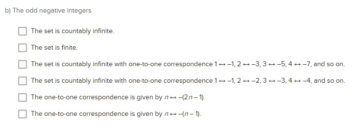 Solved b) The odd negative integers The set is countably | Chegg.com