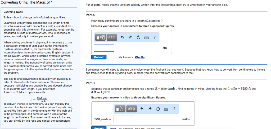 Solved Converting Units: The Magic of 1 Learning Goal: To | Chegg.com