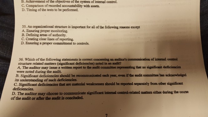 Solved 11. After obtaining an understanding of the internal | Chegg.com