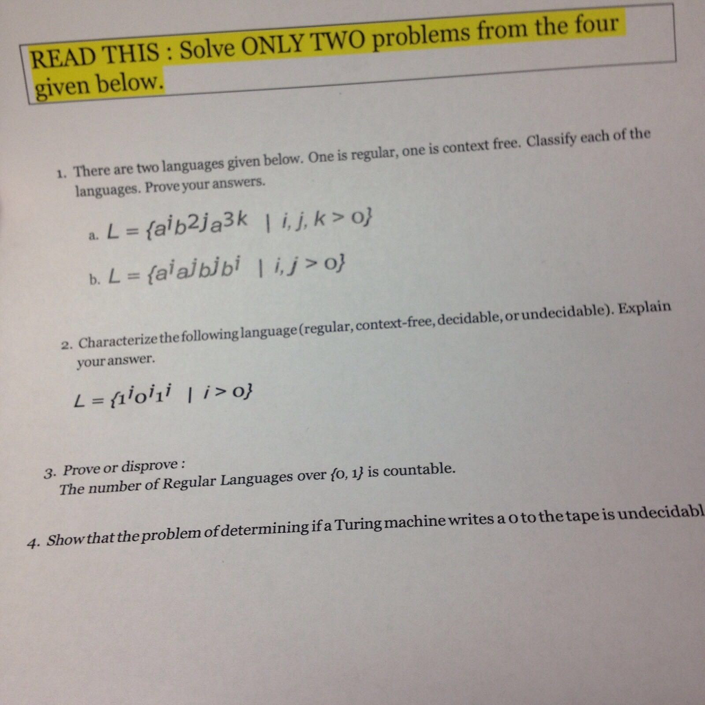 Solved There are two languages given below. One is regular, | Chegg.com