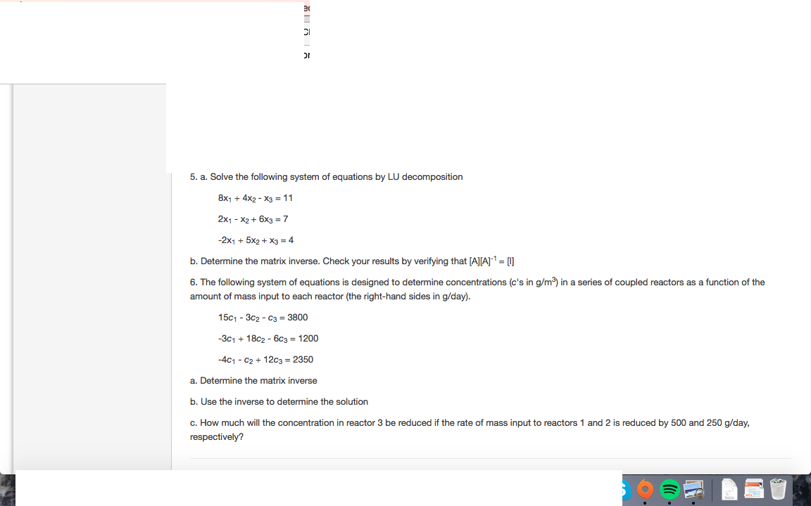 Solved Solve The Following System Equations By Lu