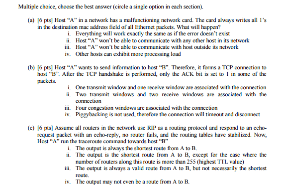 Solved Choose the best answer (circle a single option in | Chegg.com