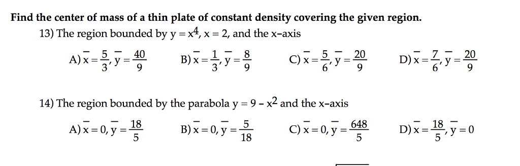 Solved Find the center of mass of a thin plate of constant | Chegg.com