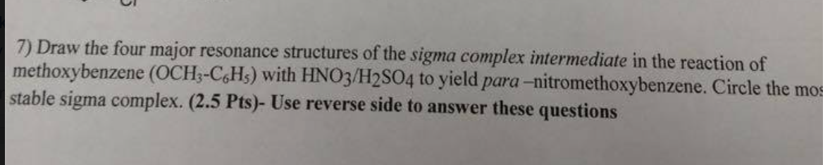 Solved Draw the 4 major resonance structures of the sigma | Chegg.com