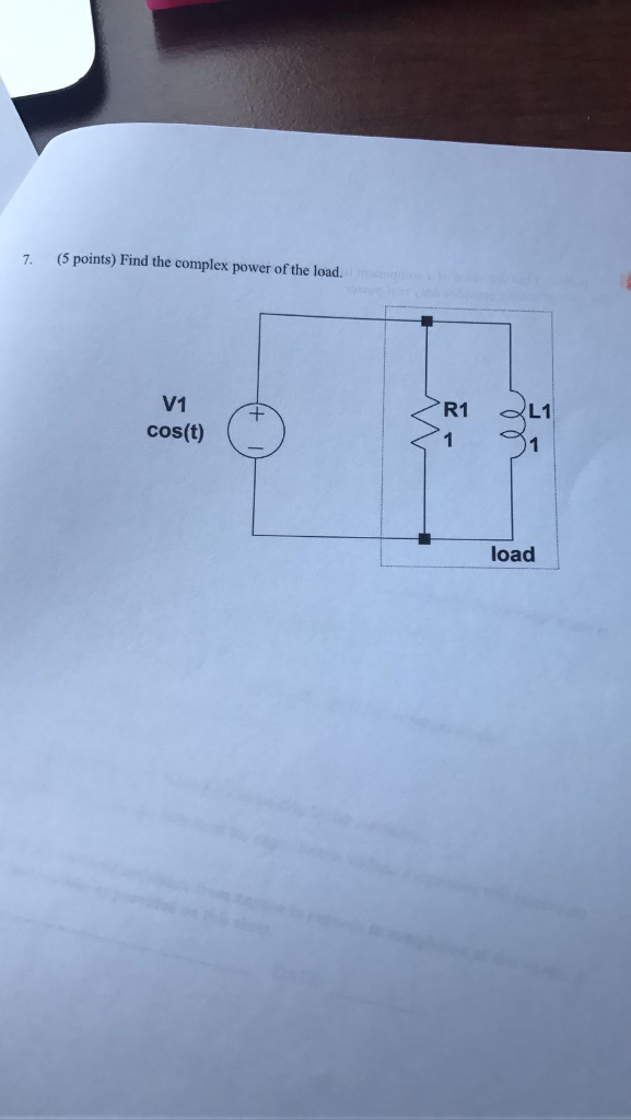 Solved 7. (5 points) Find the complex power of the load. R1 | Chegg.com