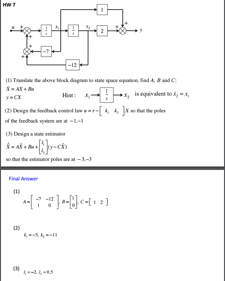 Solved Translate the above block diagram to state space | Chegg.com Solved Translate the above block diagram to state space | Chegg.com