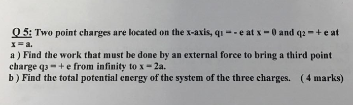 Solved Two point charges are located on the x-axis, q_1 = - | Chegg.com