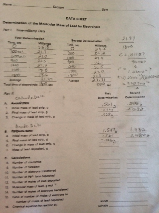 Solved I need help calculating the values for these | Chegg.com