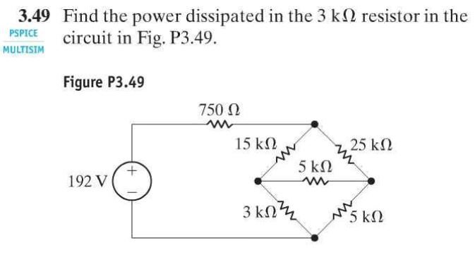 Solved Find the power dissipated in the 3 k Ohm resistor in | Chegg.com