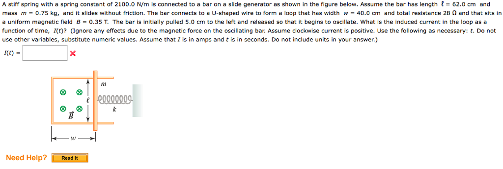 Solved A stiff spring with a spring constant of 2100.0 N/m | Chegg.com