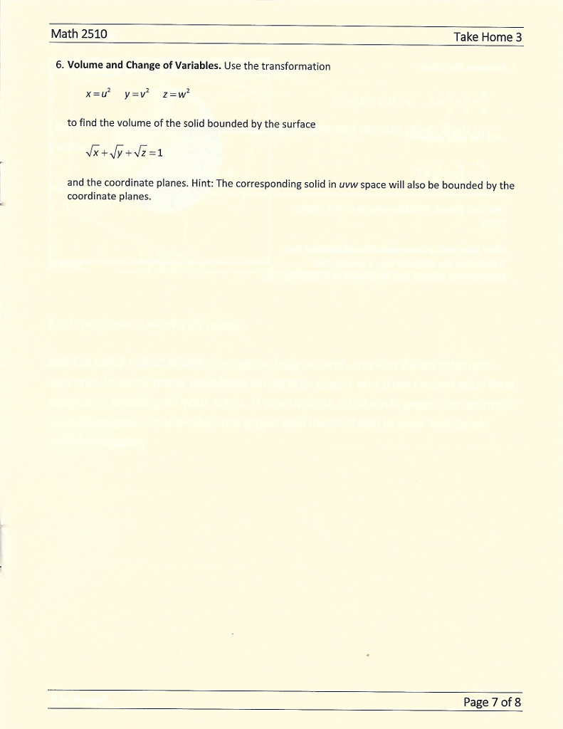 Solved Volume and Change of Variables. Use the | Chegg.com