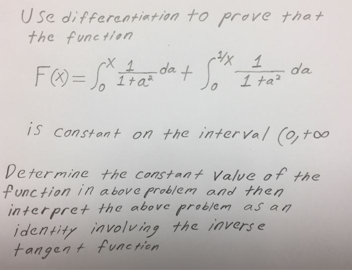 Solved Use differentiation to prove that the function F(x) | Chegg.com