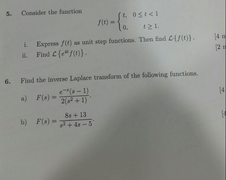 Solved 5. Consider the function t, 0t